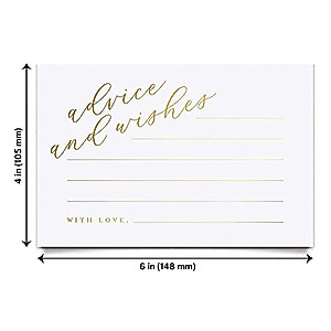 Bliss Collections Advice and Wishes Cards, Gold Foil, Perfect for: Bridal Showers, Wedding, Baby Shower, Graduation Party, Retirement, Words of Wisdom, 4"x6" Heavyweight Cards (50 Cards)