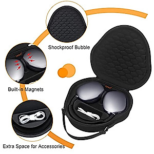 Canboc Airpods Max Case for Apple AirPods Max Wireless Over-Ear Headphones, Hard Carrying Travel Smart Headphones Case, Extra Space fits Cable, Charger, Upgrade-Black(Fabric)