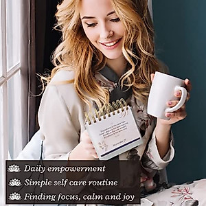 MESMOS Perpetual Desk Calendar with 366 Mindfulness Self Care Quotes, Cute Desk Accessories & Office Decor for Women, Relaxing & Inspirational Gifts for Women, Anxiety Relief Items, Desk Decorations