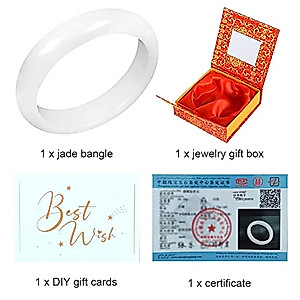 White Jade Bangle Bracelet for Women Retro Chinese Style Natural Jade Gemstone Jewelry Gifts for Mom (Color : 62mm)