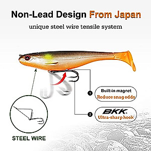 TRUSCEND Power Soft Fishing Lures Pre-Rigged BKK Hook, Japan Formula, Slow Sinking, Swimming, Jerking, Freshwater or Saltwater Swimmer for Bass Trout Pike Fishing Fishing Gifts for Men