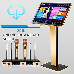 DIANXUN Karaoke Player with Wireless Microphone, 22'' Capacitive Touch Screen Intelligent Voice Keying Machine Real-time Score, Professional Karaoke System fit for KTV Bar Home Party
