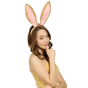 Funcredible Brown Bunny Ears - Bunny Ears Headbands - Bendable Bunny Ears - Bunny Rabbit Cosplay Costume Accessories for Kids and Adult