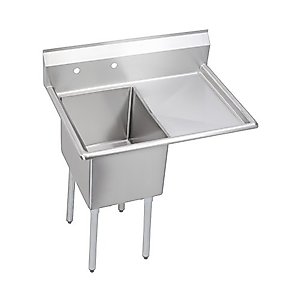 Elkay Dependabilt Stainless Steel 38-1/2" x 23-13/16" x 44-3/4" 16 Gauge One Compartment Sink w/ 18" Right Drainboard and Stainless Steel Legs