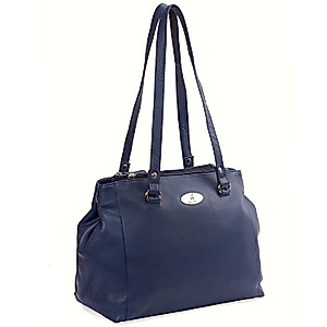 ROLANDO Rose Women's Top-Handle Leather Handbag (Navy Blue)
