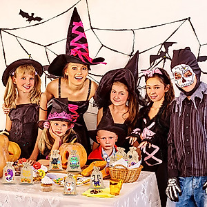 DIYDEC 36pcs Halloween Burlap Gift Bags, Halloween Jute Linen Burlap Treat Candy Goodies Drawstring Bags for Halloween Favors Supplies