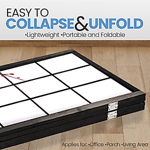 SereneLife Japanese Screen Room Divider - Portable Freestanding Classic Indoor Decorative 4-Panel Separator, Folding Privacy, Dressing Area, Office, Elegant Plum Blossom Design