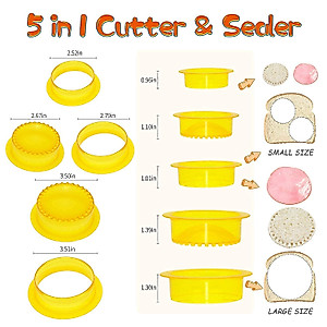 Sandwich Cutter and Sealer, 10 PCS Decruster Sandwich Maker for Kids, Bread Sandwich Decruster Pancake Maker DIY Cookie Cutter for Boys and Girls Lunch Lunchbox and Bento Box(Red & Yellow)