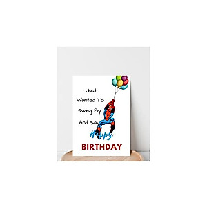 "Spiderman Inspired “Just Wanna Swing By and Say Happy Birthday”, Birthday Card, Super Hero Card, Card For Him, Card For Her, Handmade Card
