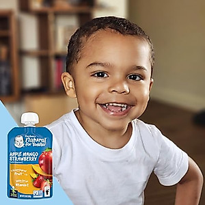 Gerber Baby Food Pouches, Toddler 12+ Months, Apple Mango Strawberry, 3.5 Ounce (Pack of 12)