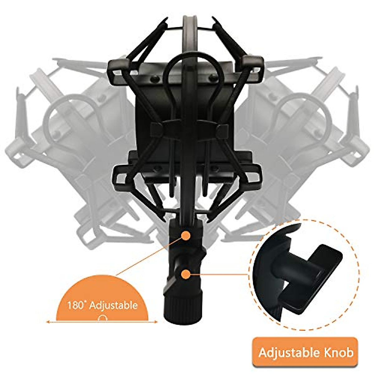 Boseen Universal Microphone Shock Mount, Mic Clip Holder Mount for Diameter 47mm-53mm Mic Anti Vibration Adjustable High Isolation Shock Mount