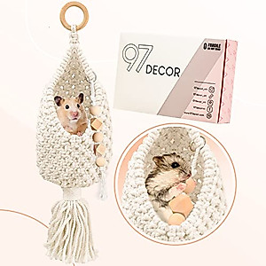 97 DECOR Rat Hammock for Cage - Hamster Hammock, Ferret Hammock for Cage Sleep Sack, Guinea Pig Hide, Hanging Hamster Beds, Small Animal Hammocks for Rats & Ferrets, Pet Rat Cage Accessories (Macrame)