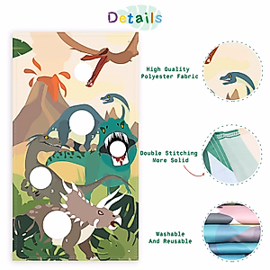 Dinosaur Toss Games Banner, Realistic Dino Party Cornhole Game with 5 Bean Bags for Kids Boys Birthday Outdoor Games Family Gathering Party Supplies