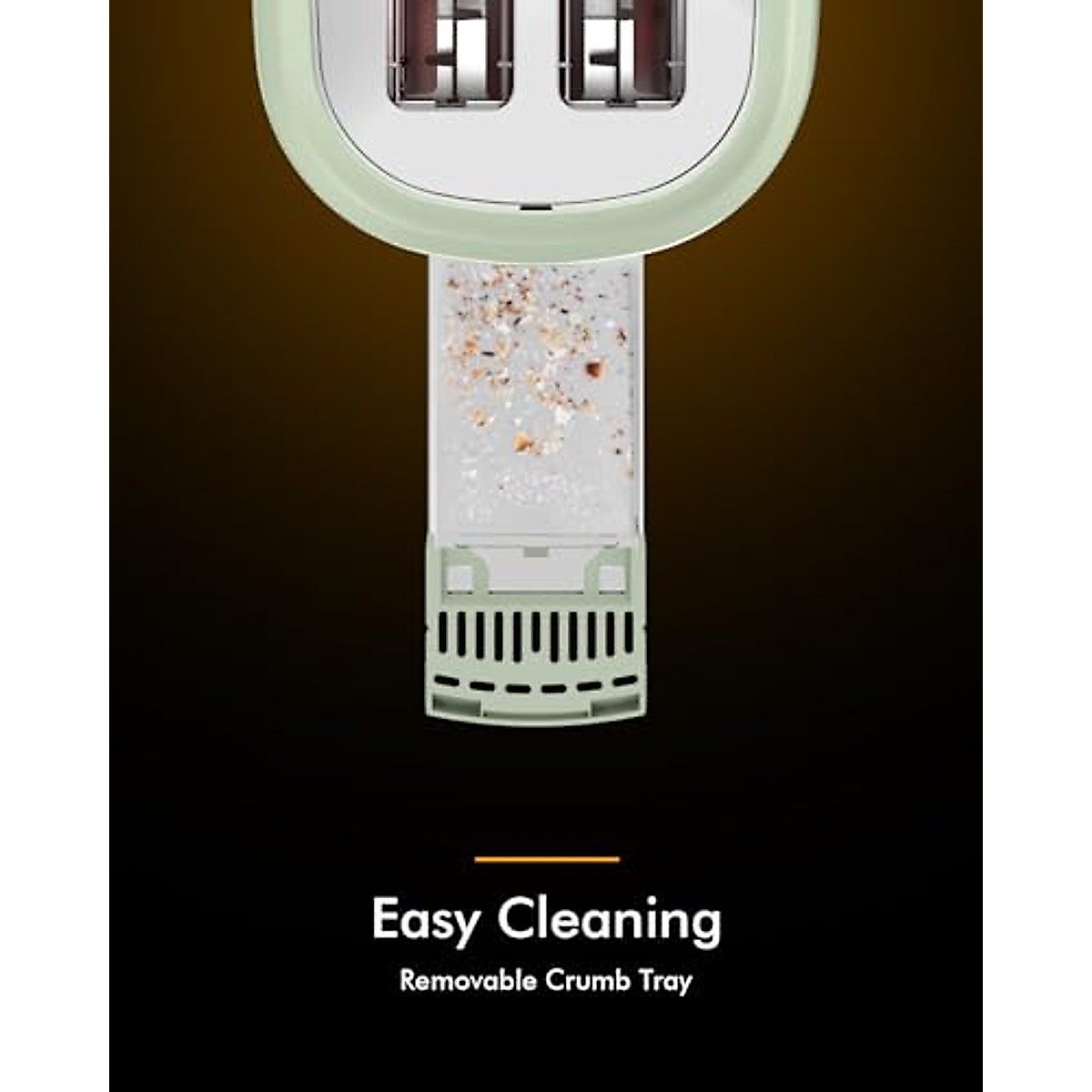 2 Slice Toaster, Wide Slots,High Lift, Auto-Off, & Frozen Modes for Toast, Bagels, Waffles & Fruity Breads, Modern Sleek Design, Easy-Clean Crumb Tray, Green