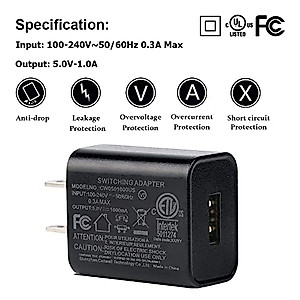 Dacheng xiaochen Micro USB Wall Charger, 5V 1A Power Supply Adapter with 1.5m Android Charger Cable, UL Certified Plug Compatible Phone Kindle and Bank, Black