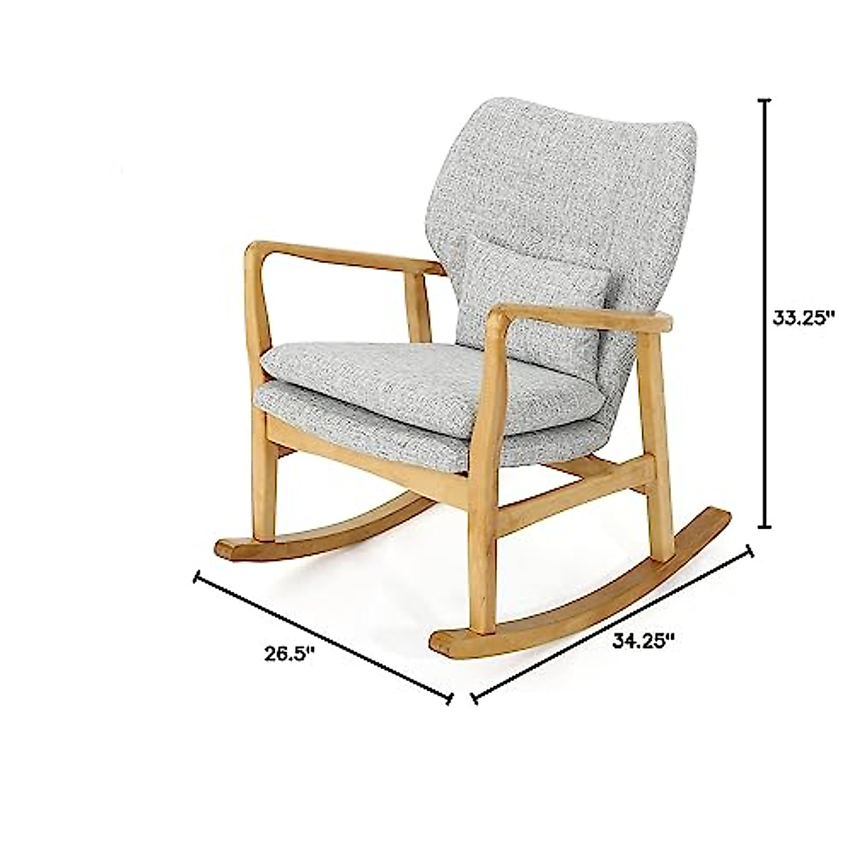 Christopher Knight Home Benny Mid-Century Modern Fabric Rocking Chair, Light Grey Tweed / Light Walnut