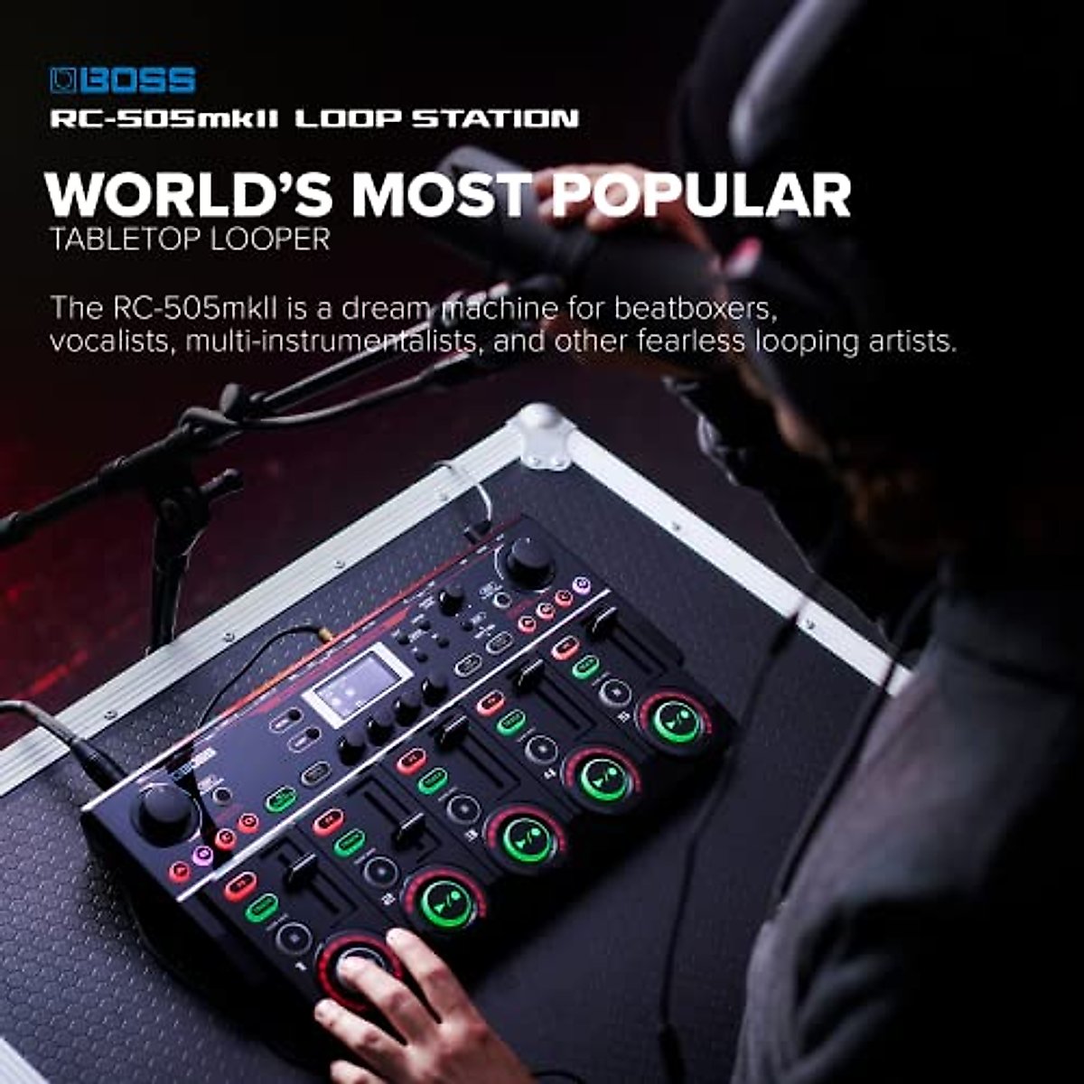 BOSS RC-505MKII Loop Station – The Industry Standard Tabletop Looper, Updated and Enhanced. Class-leading sound quality. Five simultaneous stereo phrase tracks. Input FX and Track FX sections.