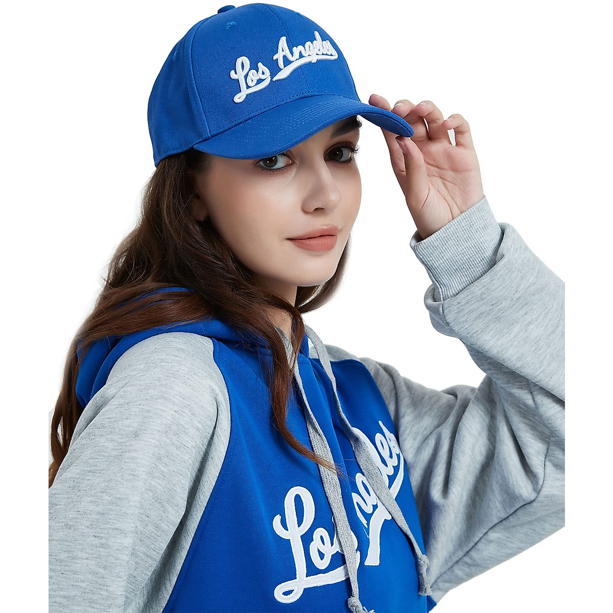 Los Angeles Big 3D Embroidery Adjustable Fit Hat Baseball Cap - Blue OneSize