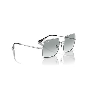 Ray-Ban Women's RB1971 Square Evolve Polarized Sunglasses, Silver/Photochromic Azure Gradient Blue, 54 mm + 1