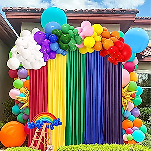 Rainbow Backdrop Curtains Rainbow Birthday Decorations for Unicorn Birthday Party Baby Shower Girl Decorations 5 Panels 2.5×7ft