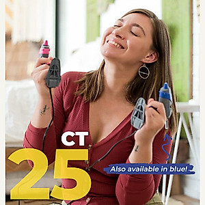 Mini Hot Glue Gun Kit - 25W Small Size Stand up High Temp Hot Melt GlueGun Set with 10 Mini Glue Gun Sticks for Glue Gun, Fine Tip Adhesive Silicone Glue Gun, Craft HotGlueGun by Chandler Tool (Pink)