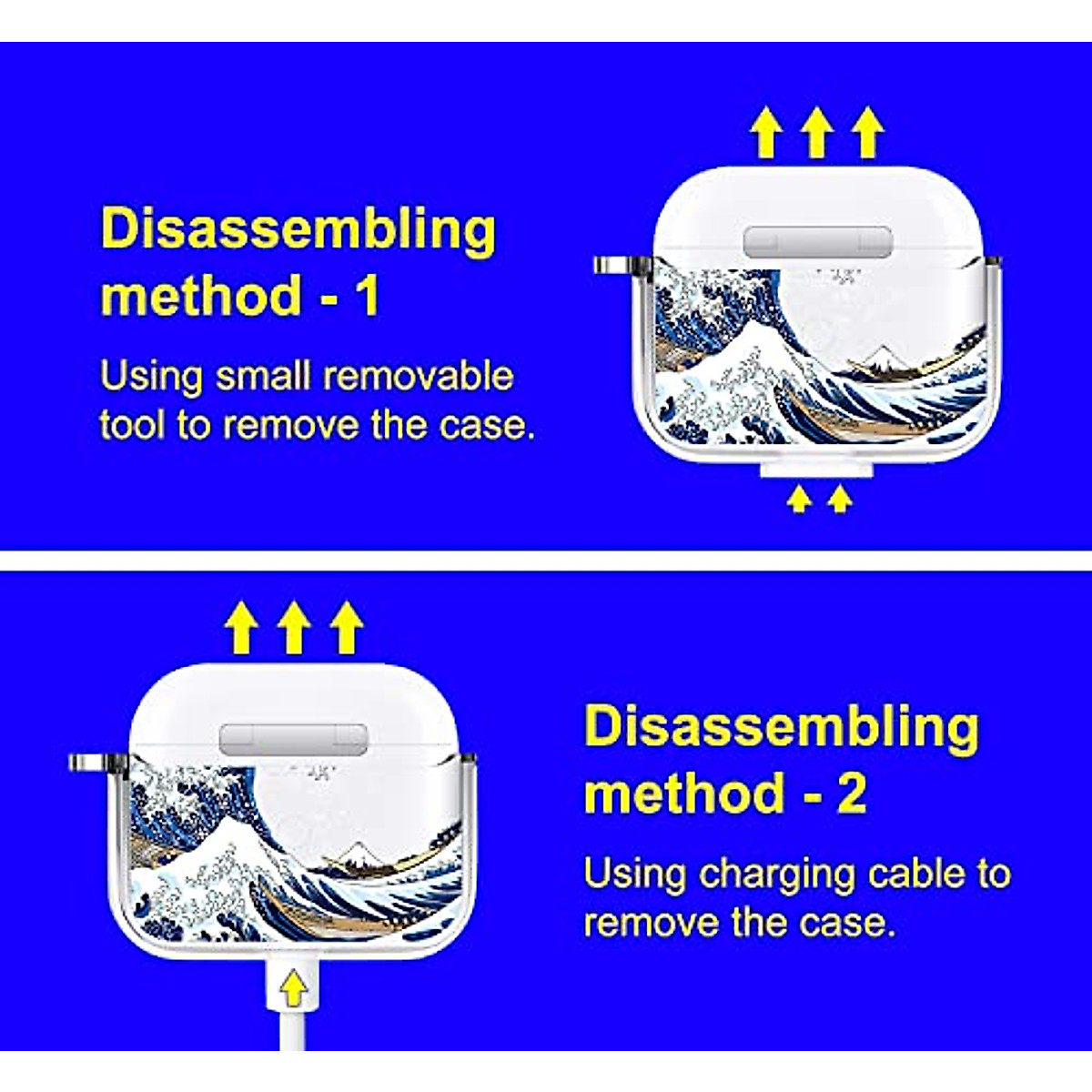 MOSNOVO Airpods 3 Case, Apple Airpods 3 Case, Cool Tokyo Wave Clear Case Design with Luxe Metal Ring Shockproof Protective Cover Case for AirPods 3rd Generation