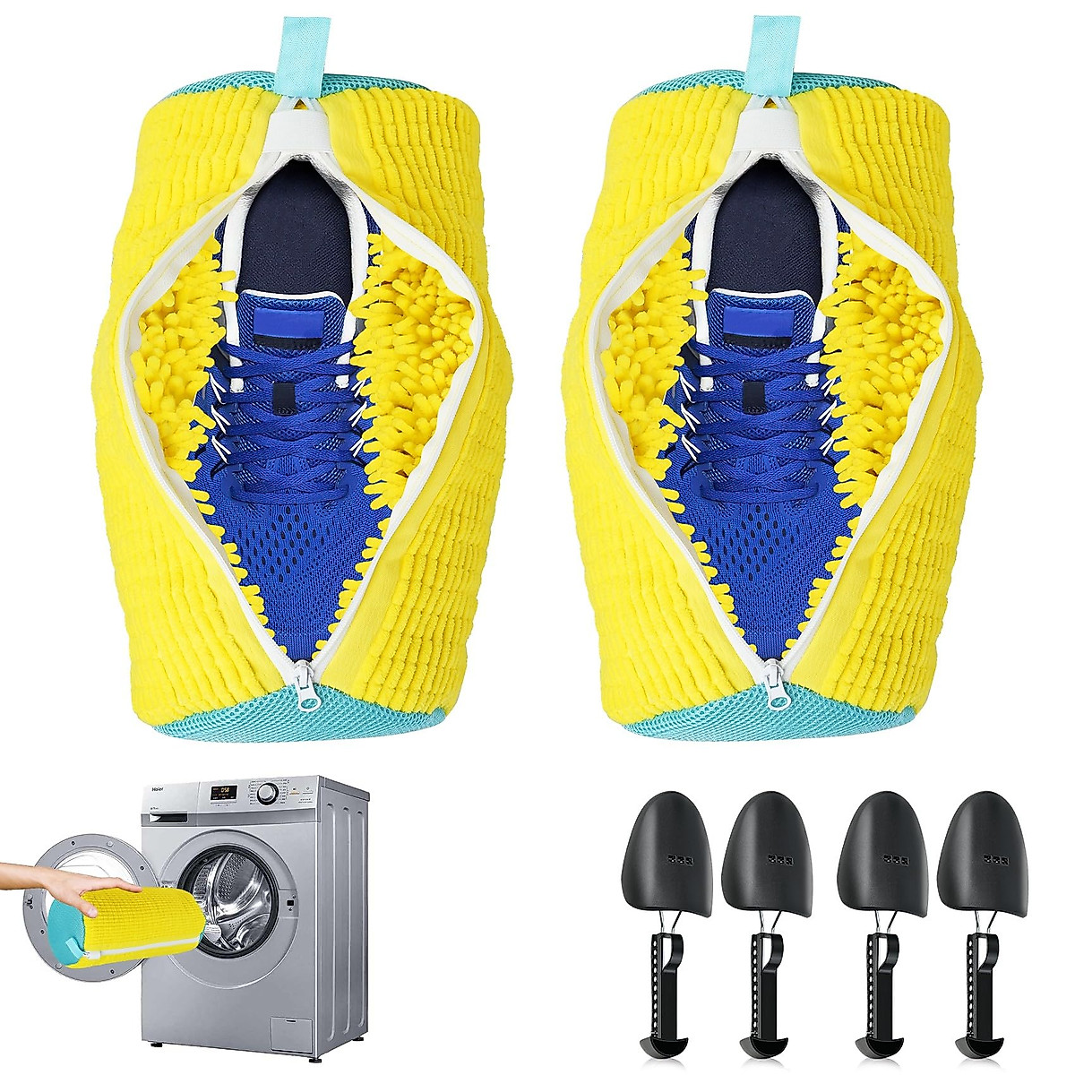 Ruirgo Shoe Washing Bag for Washing Machine – 360° Deep Cleaning, Unstain Laundry Shoe Bag for Washer and Dryer, Perfect for Sneakers, Tennis Shoes - Yellow 2 Pcs