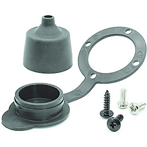 Journeyman-Pro 5378 20 Amp 120-125 Volt, NEMA 5-20P Flanged Inlet, 2500 Watt Black RV/Marine Commercial Grade, Straight Blade Plug Charger Receptacle (w/Back & Front Cover)