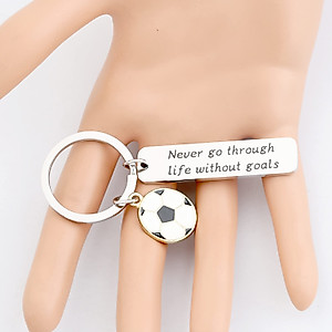 TGBJE Soccer Gift Never Go Through Life Without Goals Keychain Soccer Team Gift Soccer Mom Gift Soccer Player Gift (goals kc)