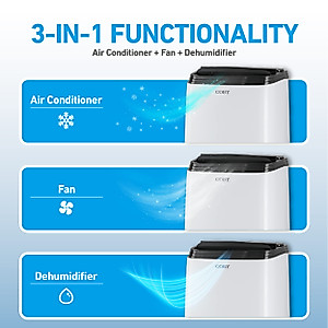 Coby CBPAC815 3-in-1 AC Unit, Dehumidifier & Fan, 12,000 portable-air-conditioners, 12000 BTU, White