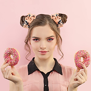 8 Pieces Pug Dog Hair Scrunchies with Funny Pug Dogs Makeup Bag and 50 Pieces Kawaii Pug Dog Stickers, Cotton Rounds Elastic Hair Bands Girls Hair Accessories and Cosmetic Bags Organizer for Girls