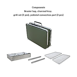 Portable Charcoal Grill, Small BBQ Smoker Grill, TableTop Barbecue Charcoal Grill for Outdoor Camping Garden Backyard Cooking Picnic Traveling (Green)15.3x3.7x10inch