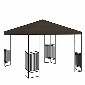 Timoau Gazebo Canopy Replacement Top 10'x10' - Single Tier Patio Canopy Cover - Square Replacement Canopy Gazebo Top - Waterproof 300D Canvas Gazebo for Patio Garden Outdoor (Two Tier, Coffee)