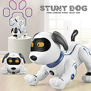 Remote Control Dog, Robot Toys for Kids, RC Robotic Stunt Puppy Voice Control Toys, Remote Control Dancing Programmable Robot Dog Smart RC Robot with Sound Interactive Gift for 6+ Ages Boys and Girls