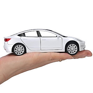 MYJJTYS Toy Car 1/32 Model 3 Metal Die Casting Pull Back Car for 3 4 5 6 7 Year Old boy Toy with Sound and Light,White