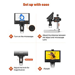 Elikliv EDM4 4.3" Coin Microscope, LCD Digital Microscope 1000x, Coin Magnifier with 8 Adjustable LED Lights, PC View, Windows Compatible