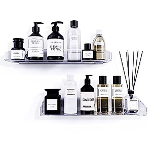 Bakzon 2 Pack Shower Caddy Adhesive for Replacement, No Drilling Strong Transparent Adhesive for Shower Caddy