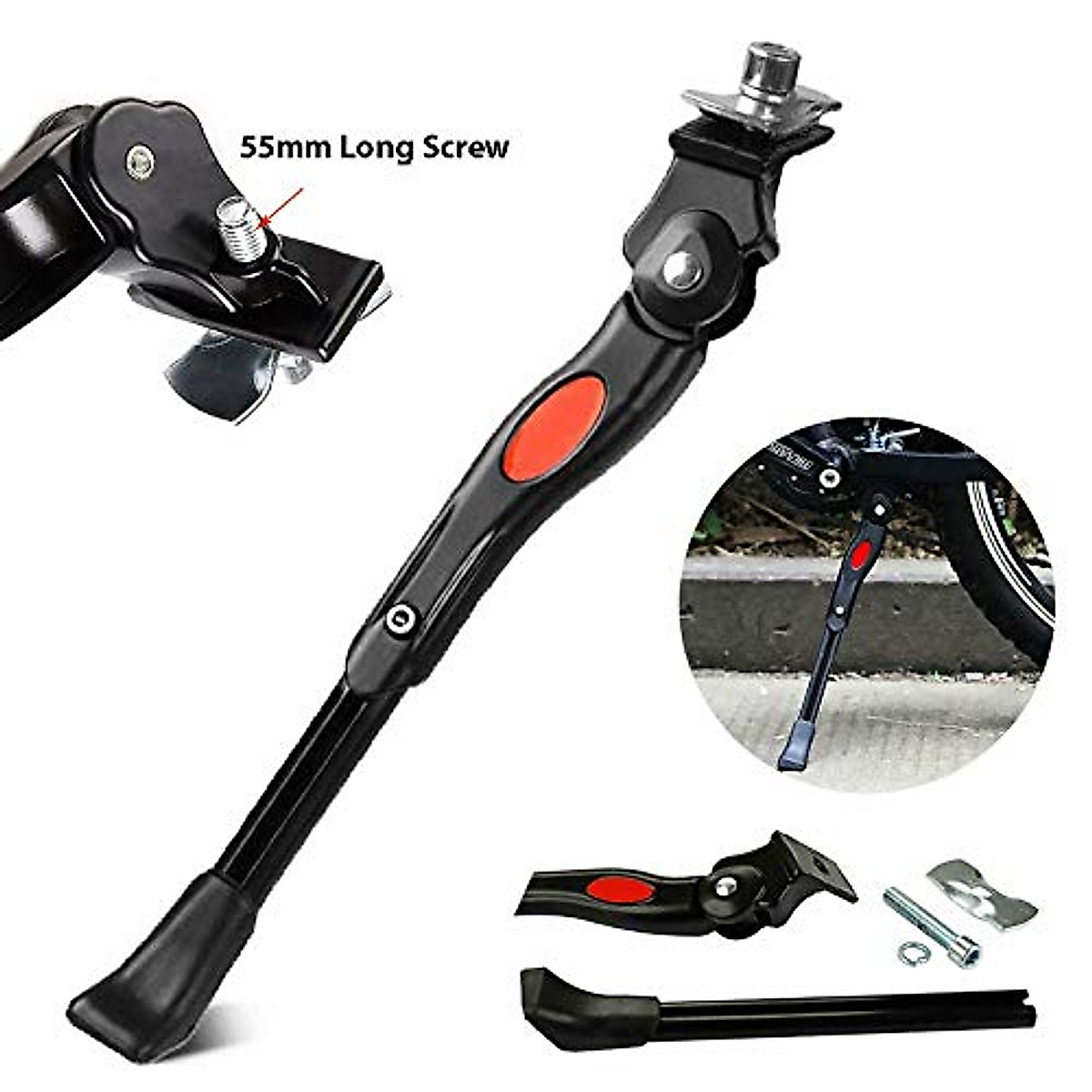 Bike Kickstand Adjustable Middle Support Stand for 22 24 26 Inch Bicycles with 2 Hexagon Wrenches