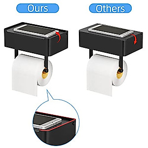 JUYSON Toilet Paper Holder with Shelf, Flushable Wipes Dispenser Fits for Bathroom Wipe Storage, Keep Your Wipes Hidden Out of Sight - SUS304 Stainless Steel Wall Mount Organizer (Matte Black)