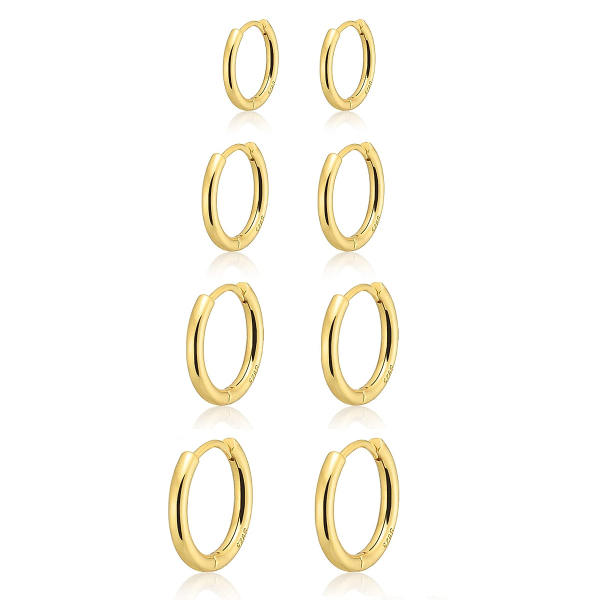 Gokeey Gold Hoop Earrings Set: 14k Gold Plated Lightweight Hoops - Huggie, Cartilage (6mm-12mm)