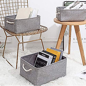 Dingtuo Storage Bins Foldable Organizer Containers with Handles Storage Basket Cube Set of 3 Gray M 14.2x10.2x6.3in
