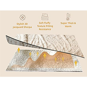 Sherpa Fleece Throw Blanket-3D Stylish Design, Super Soft,Fluffy,Warm,Cozy,Plush,Fuzzy for Couch Sofa Living Room Bed-All Season Accessories(Beige, 60x80)