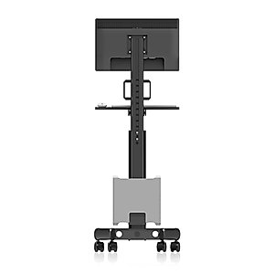 XIANGGUI 1983 Monitor Arms Single Monitor Mobile Cart 17"-32" Floor-Standing Monitor Stand LCD TV Stand Height-Adjustable Monitor Mount Stand with Keyboard and Host Bracket with Swivel, Tilt