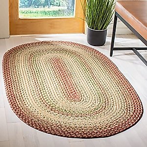 SAFAVIEH Braided Collection 2'6" x 4' Rust / Multi BRD303A Handmade Country Cottage Reversible Accent Rug