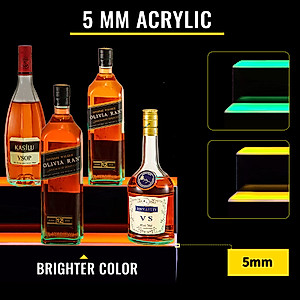 VEVOR LED Lighted Liquor Bottle Display Shelf, 40-inch LED Bar Shelves for Liquor, 2-Step Lighted Liquor Bottle Shelf for Home/Commercial Bar, Acrylic Lighted Bottle Display with Remote & App Control