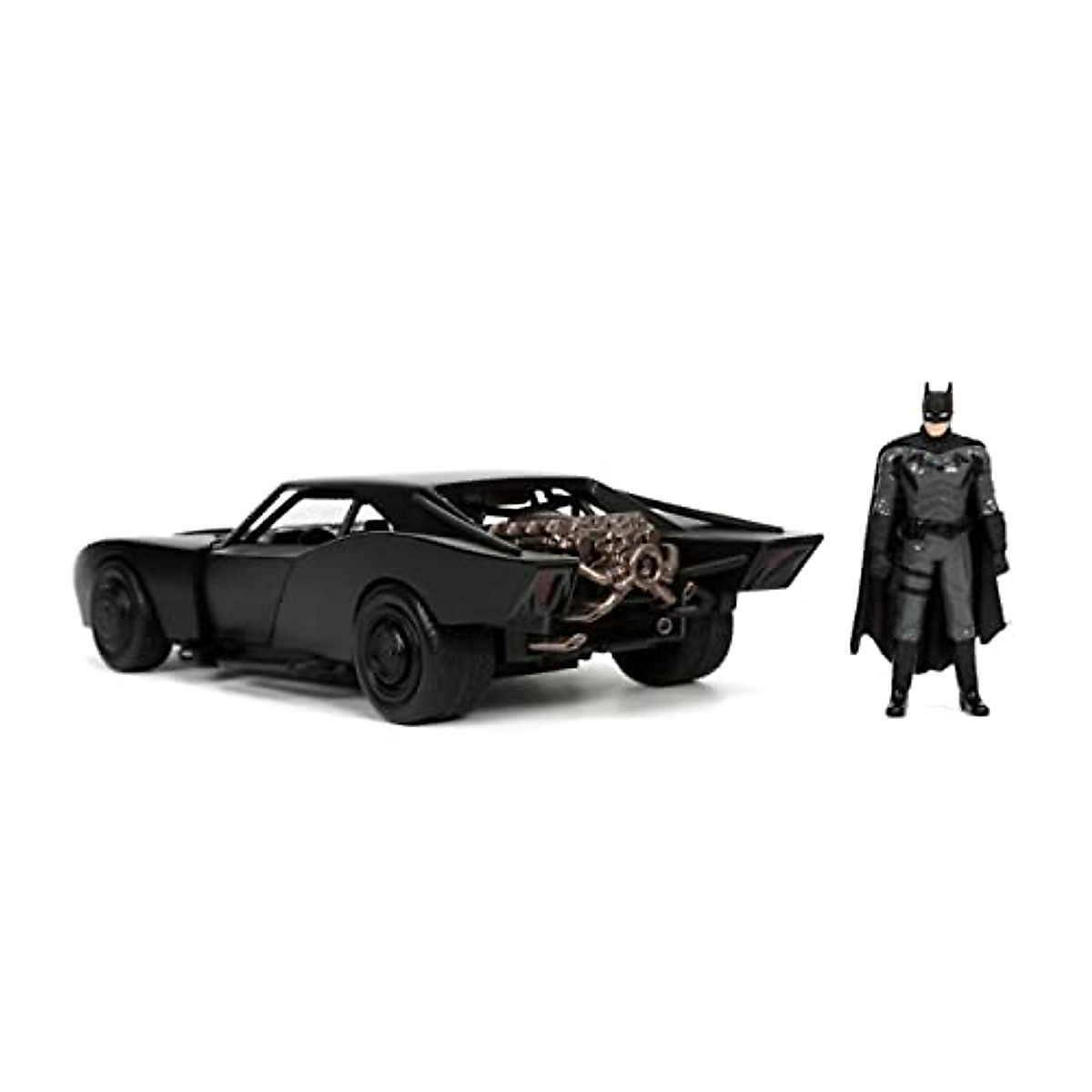 DC Comics 1:24 The Batman Batmobile Die-cast Car w/ 2.75" Batman Figure, Toys for Kids and Adults,Black/Silver