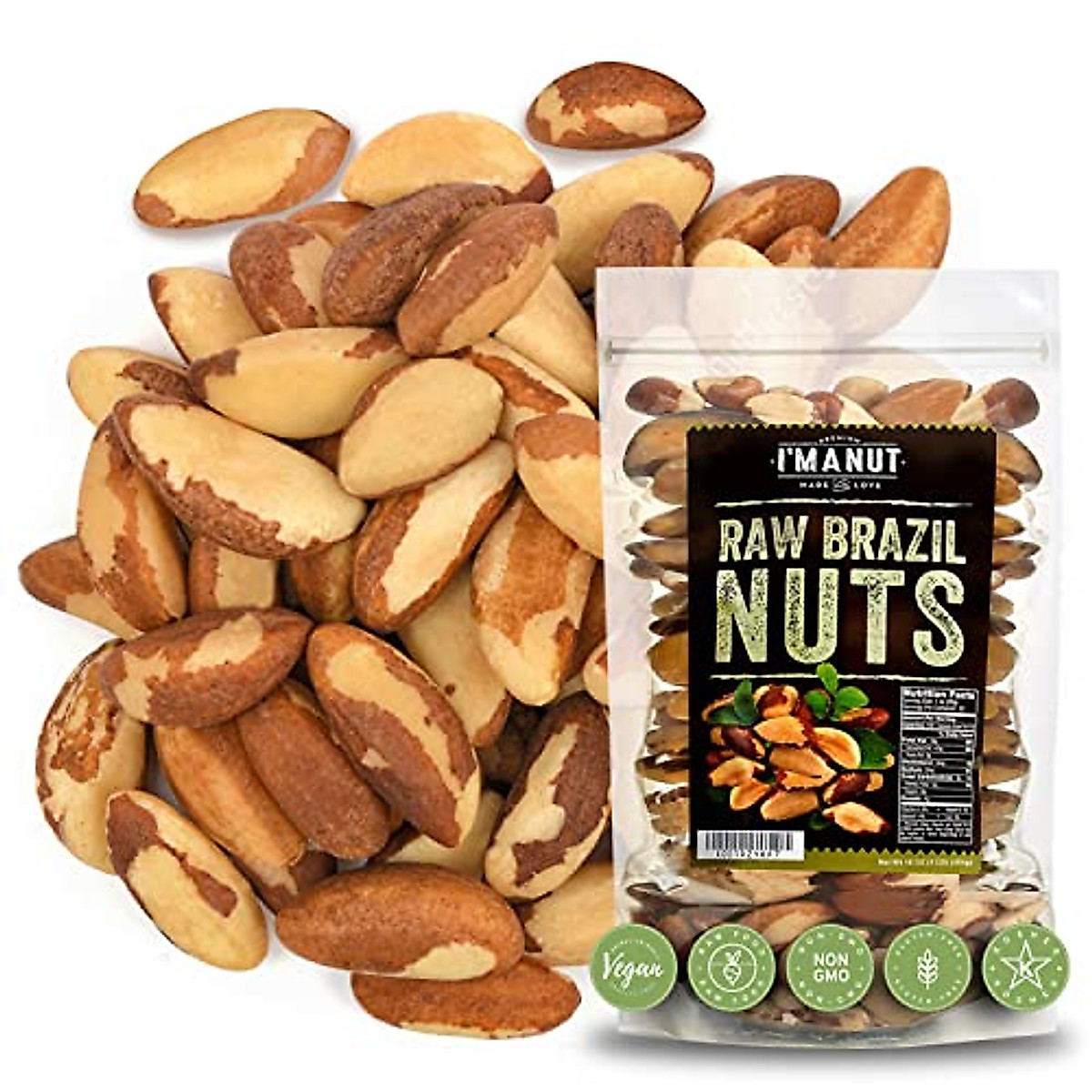 Raw Brazil Nuts 16 oz (1 lb) | Distinct and Superior to Organic | No PPO | Non GMO | Batch Tested Gluten & Peanut Free | Vegan and Keto Friendly | Fresh and Reasealable bag