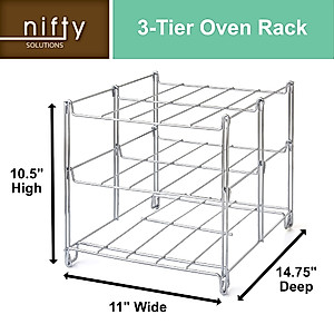 Nifty 3-Tier Oven Rack – Non-Stick, Dishwasher Safe, Use for Cooking Casseroles, Compact Collapsible Kitchen Storage, Chrome-Plated Steel Construction
