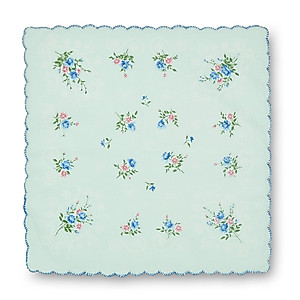 GB Women's 100% Cotton Handkerchiefs Assorted with Wavy Edge and Print Floral 12 Pieces