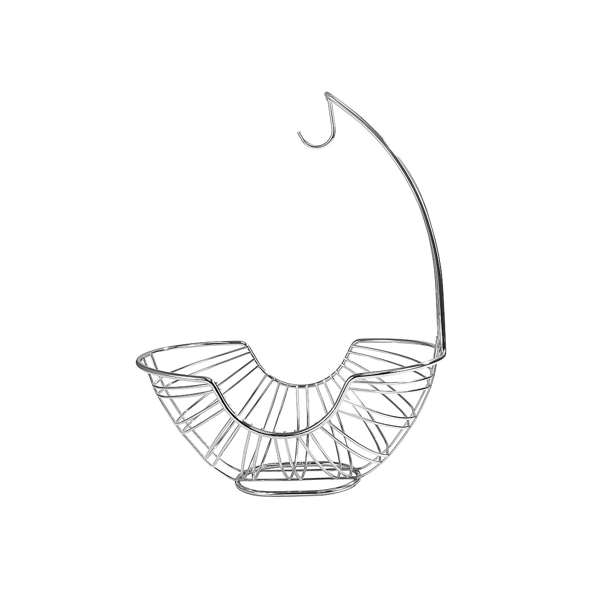 Spectrum Diversified Contempo Ellipse Holder Modern Kitchen Countertop Bowl & Banana Tree, Steel Wire Fruit Basket, Produce Saver & Banana Hanger, Chrome